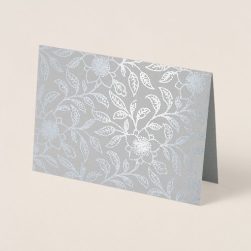 Deluxe Foil Silver Floral Wedding Invitation | Zazzle