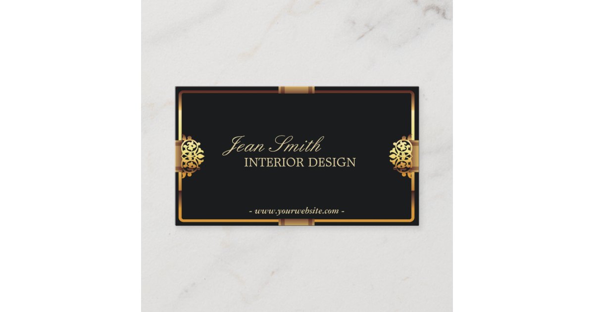 Deluxe Gold Frame Interior Design Business card | Zazzle