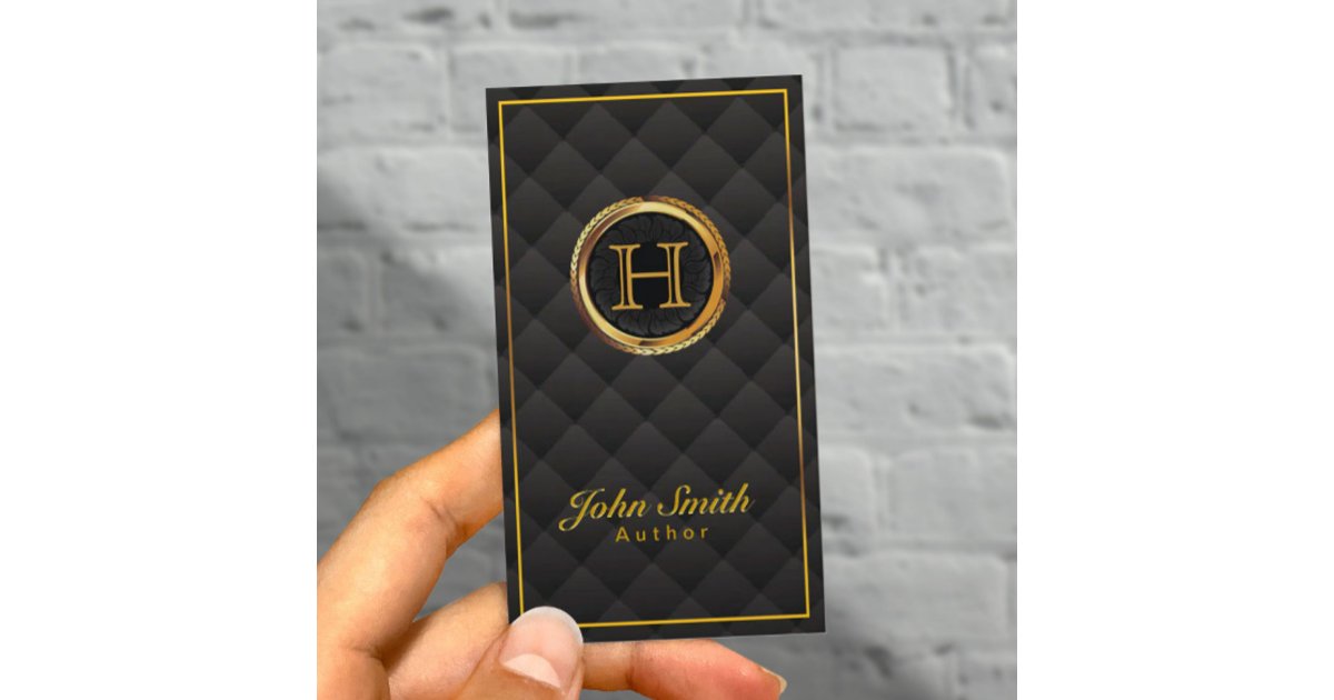 Deluxe Gold Monogram Author Business Card | Zazzle