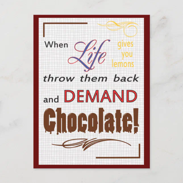 Demand Chocolate Postcard | Zazzle