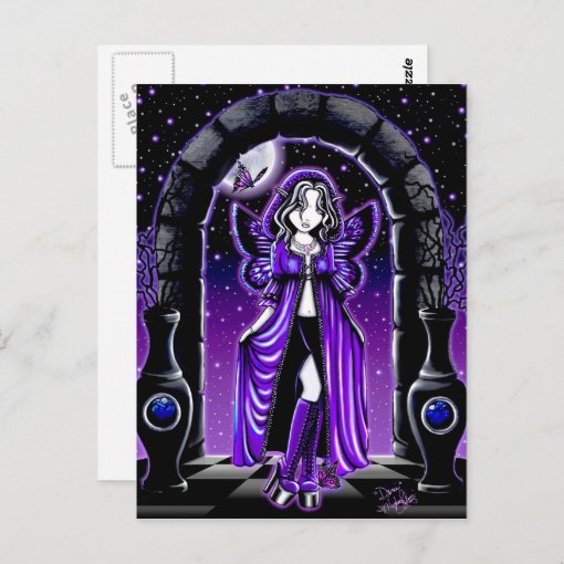 "Demi" Gothic Blue Butterfly Fairy Art Postcard | Zazzle