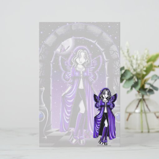 "Demi" Gothic Blue Butterfly Fairy Art Stationery | Zazzle