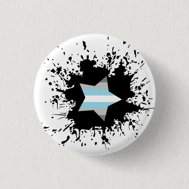 Demiboy Pride Flag Ink Splash Star Button | Zazzle