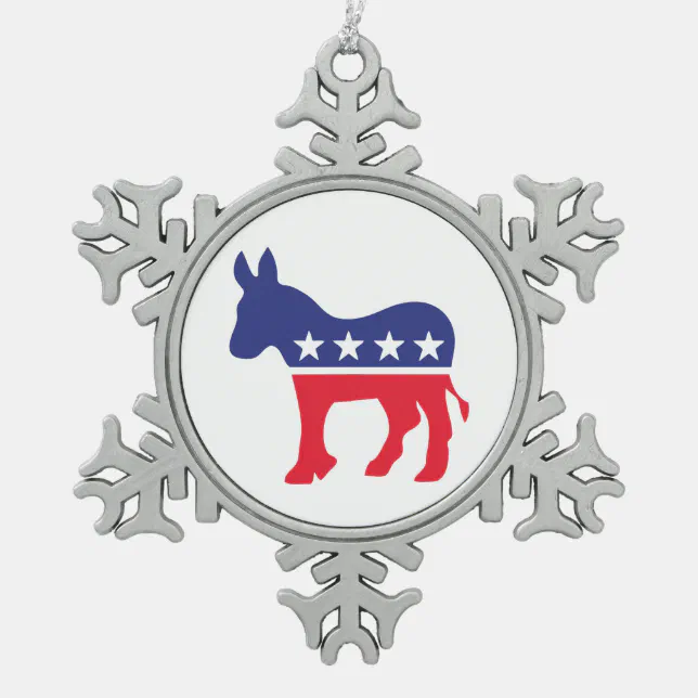 Democrat Donkey Logo Snowflake Pewter Christmas Ornament | Zazzle