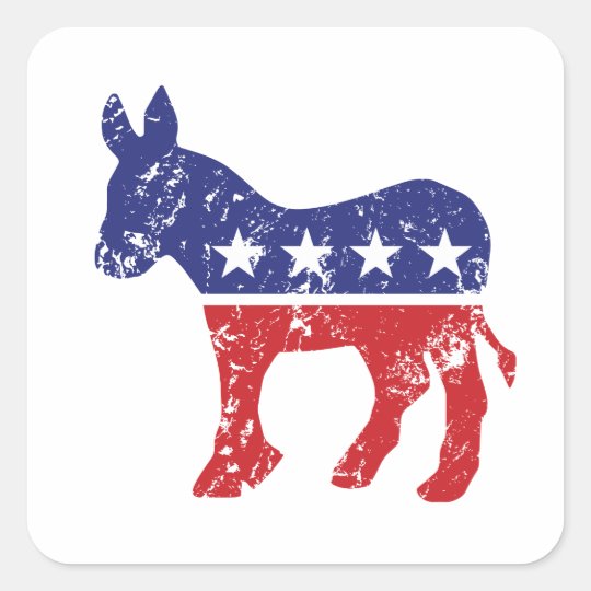 Democrat Original Donkey Distressed Square Sticker | Zazzle.com