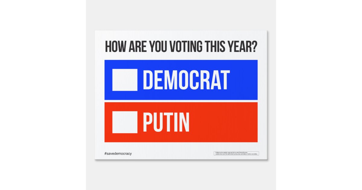 DEMOCRAT vs. PUTIN Yard Sign | Zazzle