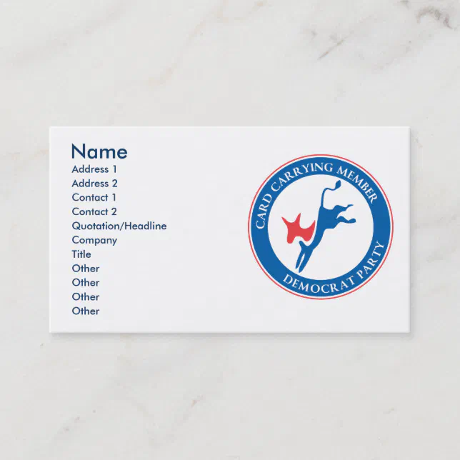 Democratic Party Business Card | Zazzle