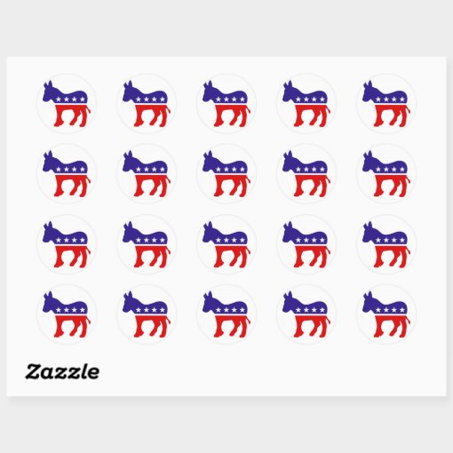 Democratic Party Donkey Round Stickers | Zazzle
