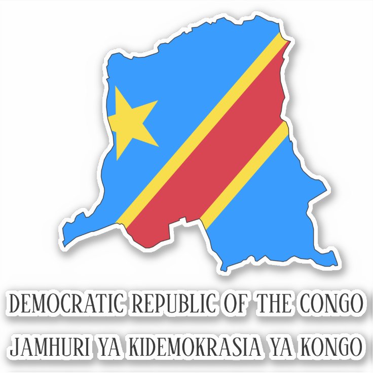 Democratic Republic of the Congo Flag Map Sticker | Zazzle