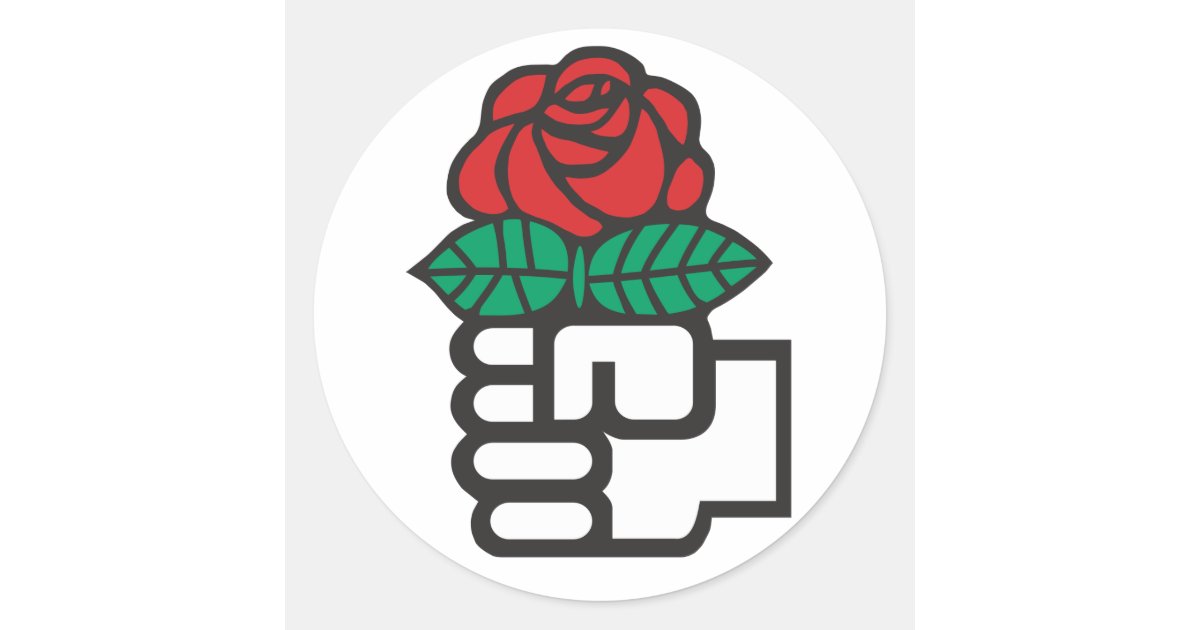 Democratic Socialism (The Fist and Rose Symbol) Classic Round Sticker ...