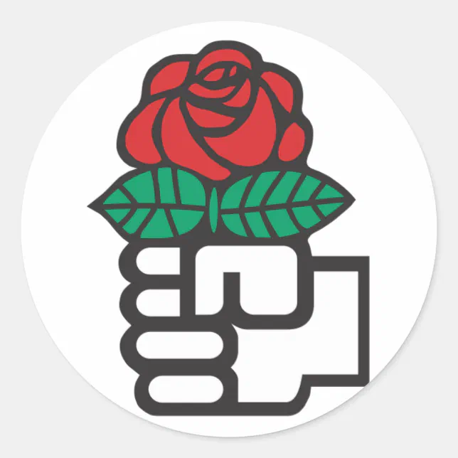 Democratic Socialism (the fist and rose symbol) Classic Round Sticker ...