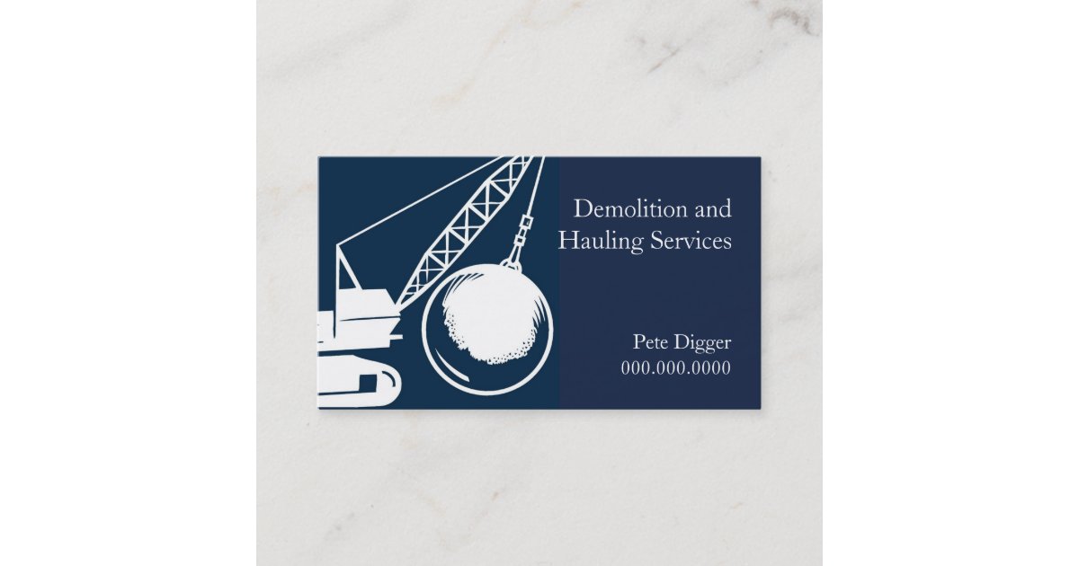 Demolition and Hauling Service Construction Business Card | Zazzle