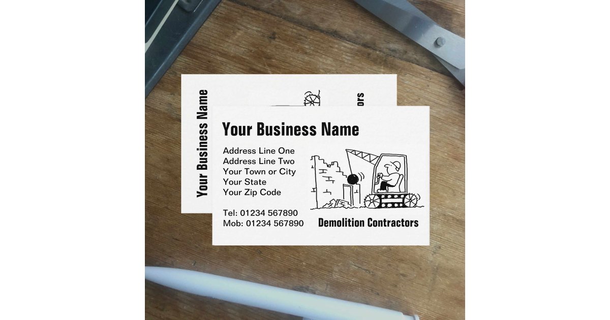 Demolition Contractors Cartoon Business Card | Zazzle