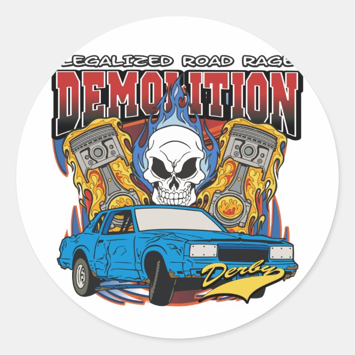 Demolition Derby Classic Round Sticker | Zazzle.com