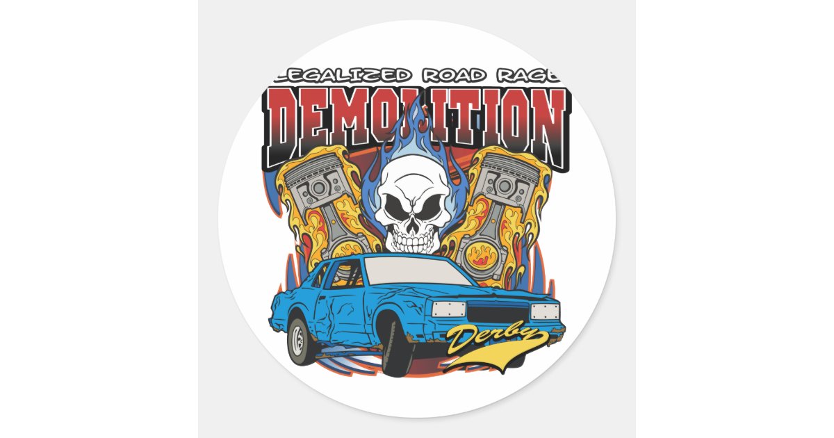 Demolition Derby Classic Round Sticker | Zazzle