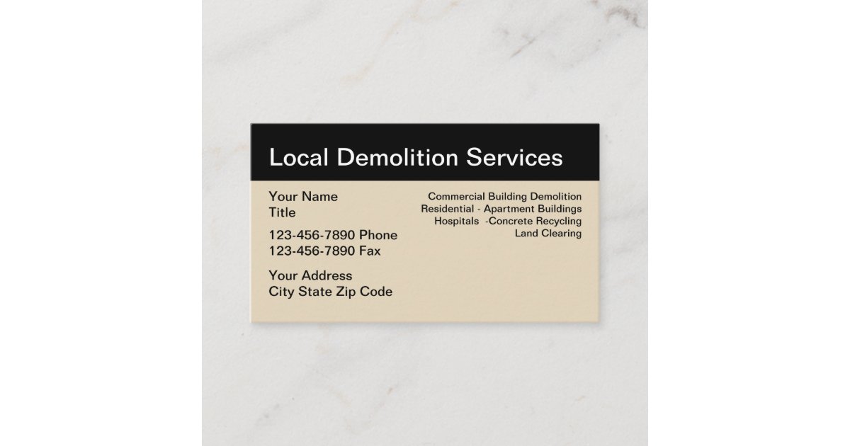 Demolition Services Simple Design Business Card | Zazzle