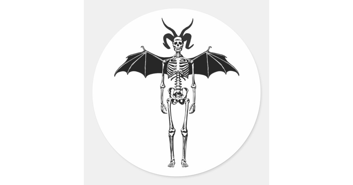 Demon Skeleton Angel goth Original dark Horror Art Classic Round ...