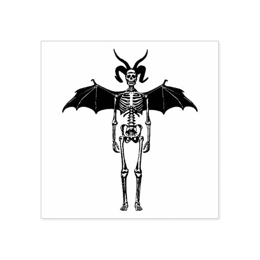 Demon Skeleton Angel goth Original dark Horror Art Rubber Stamp | Zazzle