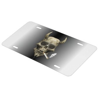 Demon Skull Smoking Cigarette License Plate | Zazzle
