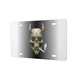 Demon Skull Smoking Cigarette License Plate | Zazzle