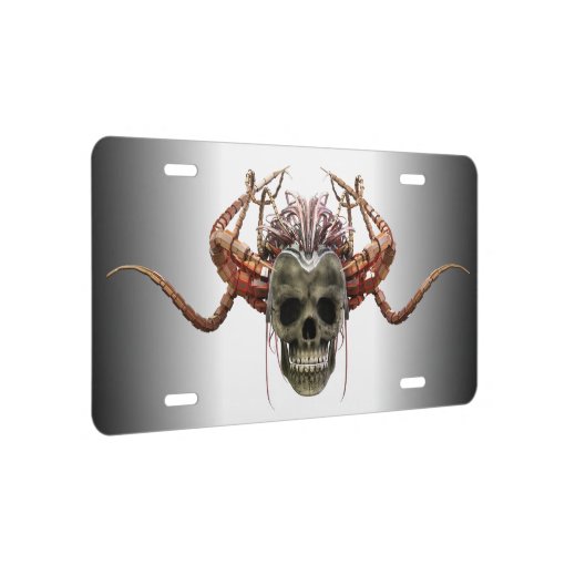 Demon Skull with Helmet Gothic License Plate | Zazzle
