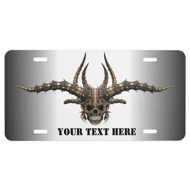 Demon Skull with Helmet Gothic Personalized License Plate | Zazzle