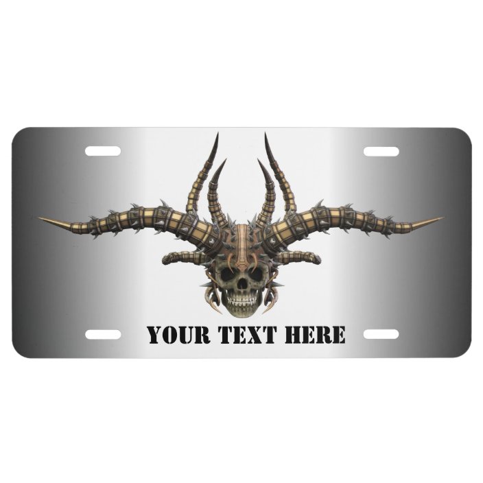 Demon Skull with Helmet Gothic Personalized License Plate | Zazzle.com