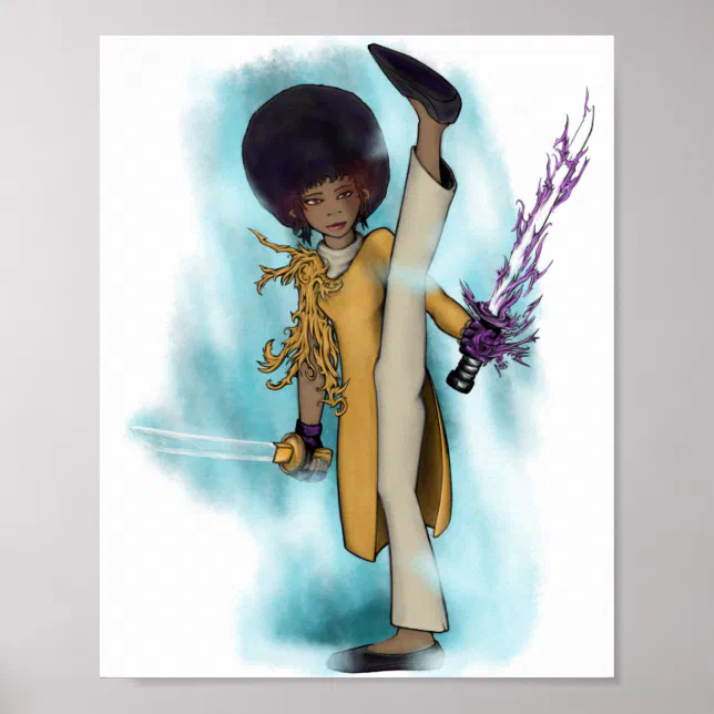 Demon slayer Afro Tia kick glowing red eyes Poster | Zazzle