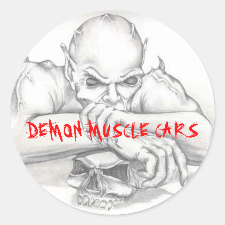 DEMON STICKER, DEMON MUSCLE CARS CLASSIC ROUND STICKER | Zazzle