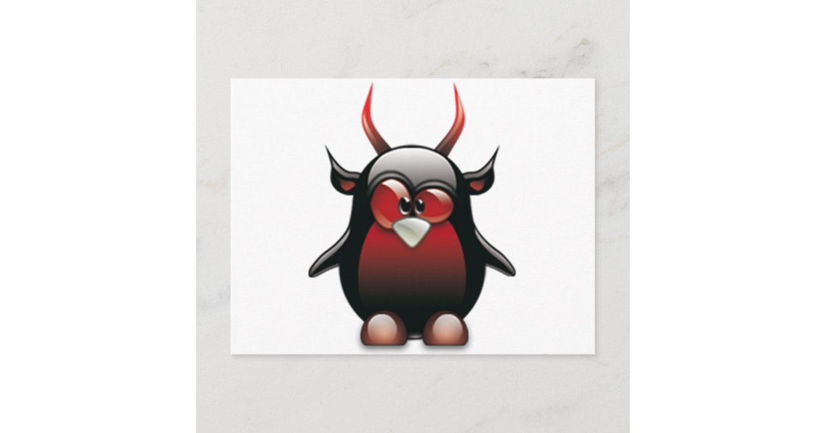 Demon Tux (Linux Tux) Postcard | Zazzle
