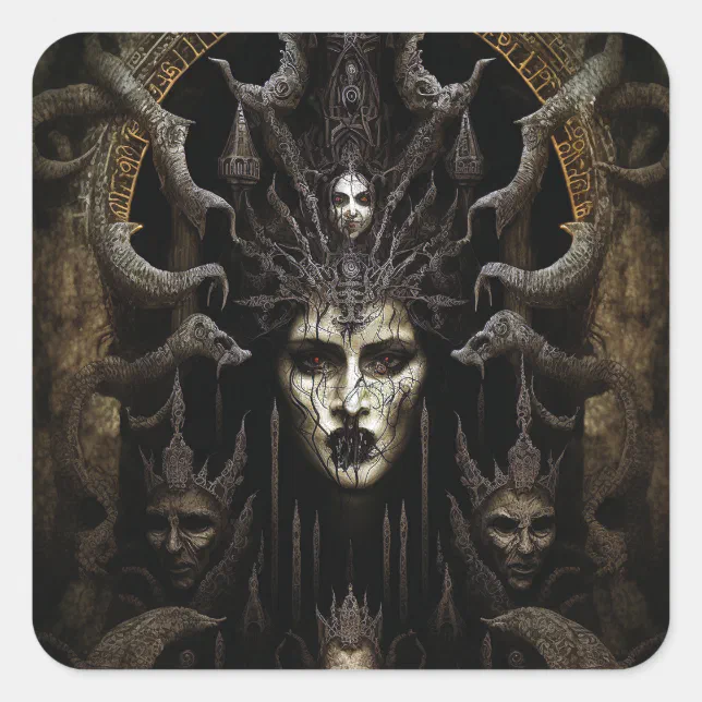 Demon Woman Monster Horror Art Square Sticker | Zazzle