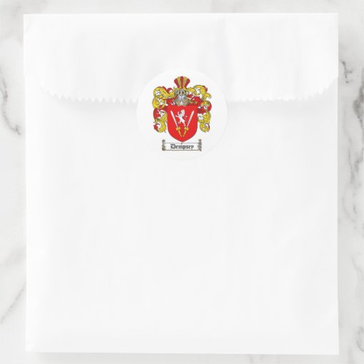DEMPSEY FAMILY CREST - DEMPSEY COAT OF ARMS CLASSIC ROUND STICKER | Zazzle