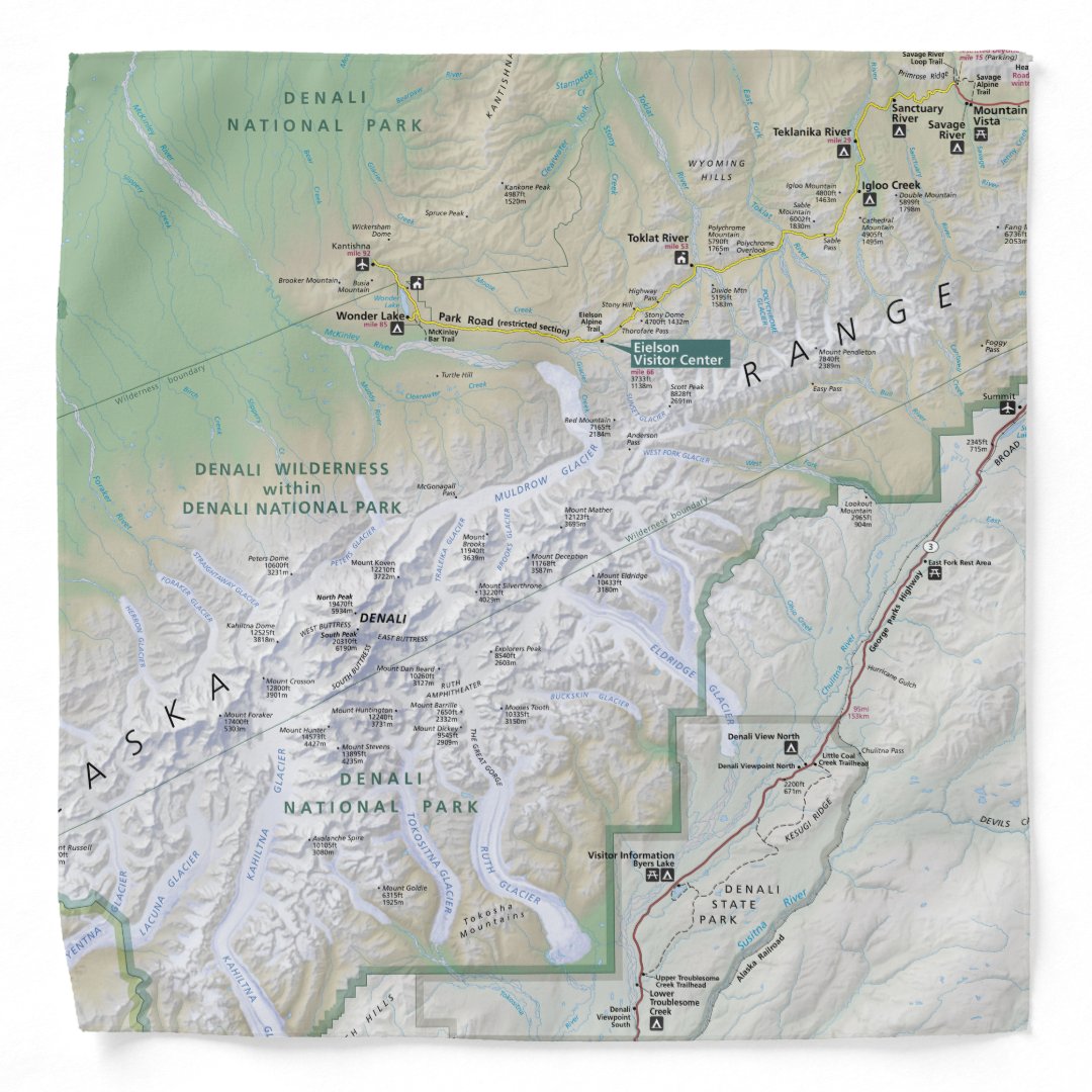 Denali (Alaska) map bandana | Zazzle
