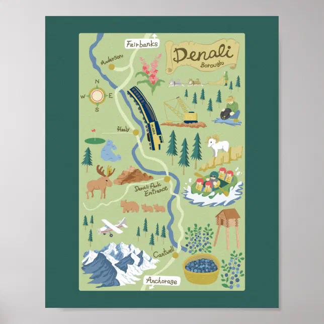 Denali Borough Map Poster | Zazzle