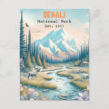 Denali National Park Alaska Mount Hand drawn Postcard | Zazzle