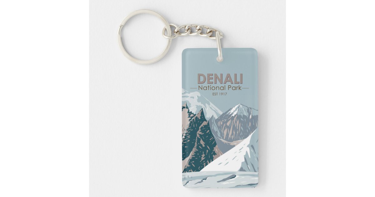 Denali National Park Alaska Mount Hunter Vintage Keychain | Zazzle