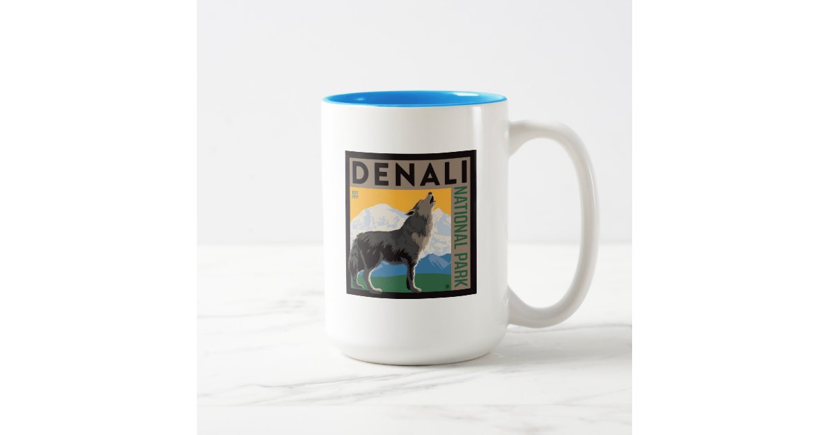 Denali National Park | Howling Wolf Two-Tone Coffee Mug | Zazzle