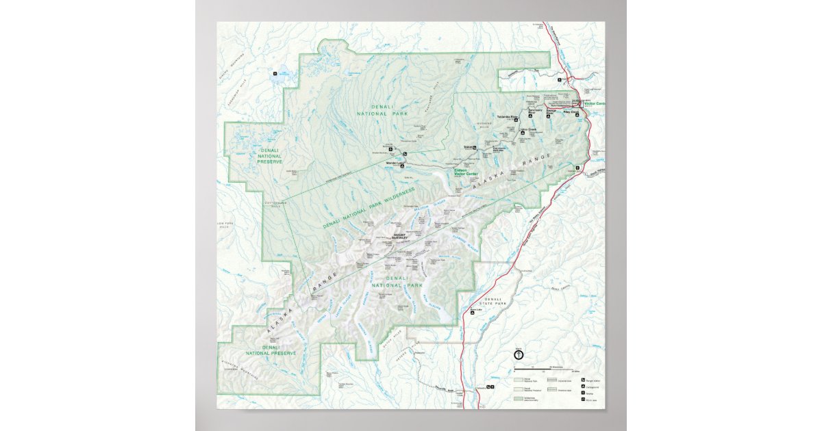 Denali National Park Map Poster | Zazzle