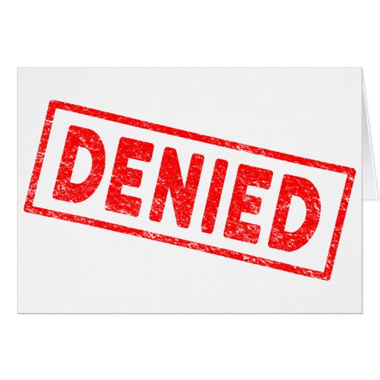Denied Red Rubber Stamp Card | Zazzle.com