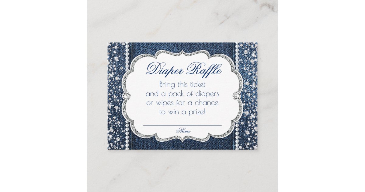 Denim and Diamond Diaper Raffle Tickets Enclosure Card | Zazzle