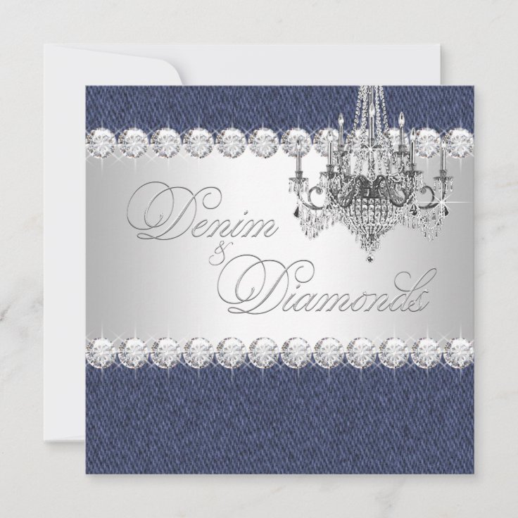 Denim and Diamond Party Invitations | Zazzle