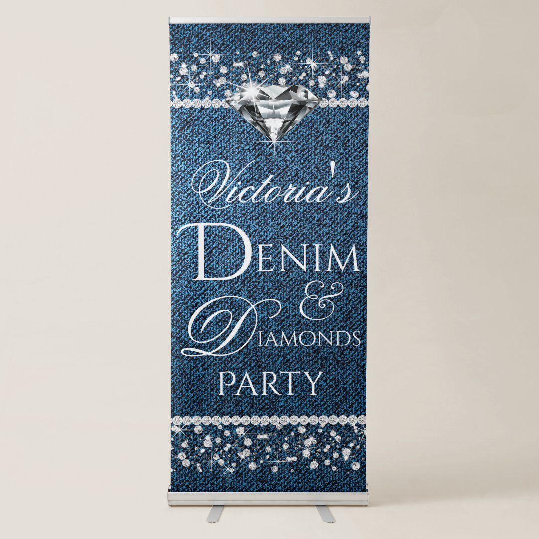 Denim and Diamond Retractable Party Event Banner | Zazzle