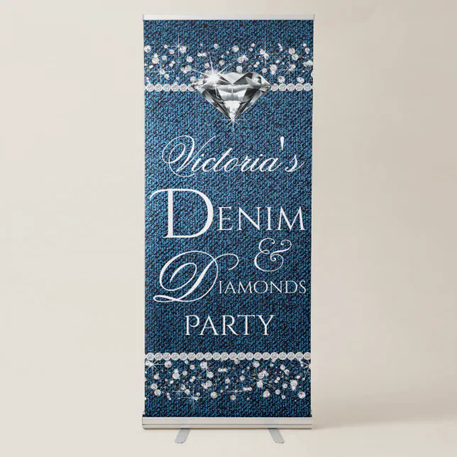 Denim and Diamond Retractable Party Event Banner | Zazzle