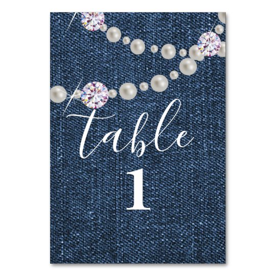 denim and diamond, table card | Zazzle.com
