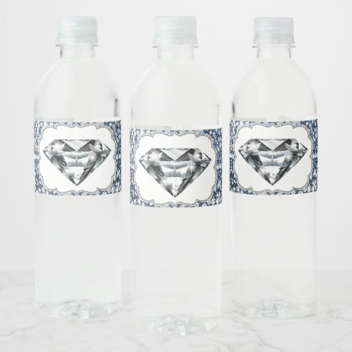 Denim and Diamond Water Bottle Labels | Zazzle