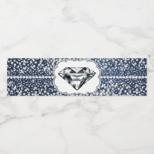 Denim and Diamond Water Bottle Labels | Zazzle.com