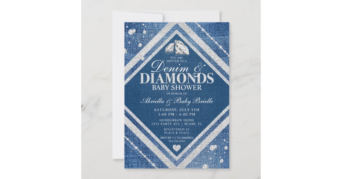 Denim and Diamonds Baby Shower Invitation | Zazzle