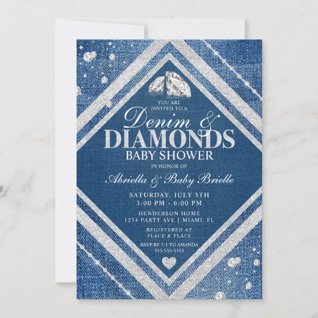 Denim and Diamonds Baby Shower Invitation | Zazzle
