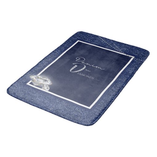 Denim and diamonds bath mat | Zazzle