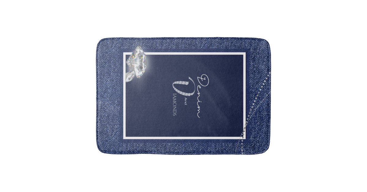 Denim and diamonds bath mat | Zazzle